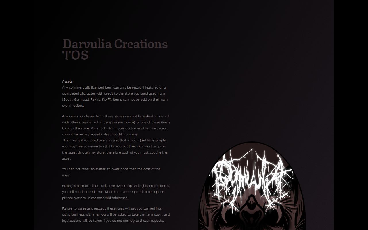 Darvulia Creations TOS